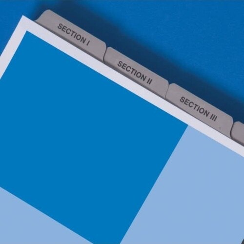 GBC Preprinted Gray Index Tabs Section I thru V 5th Cut 25 Sets ...